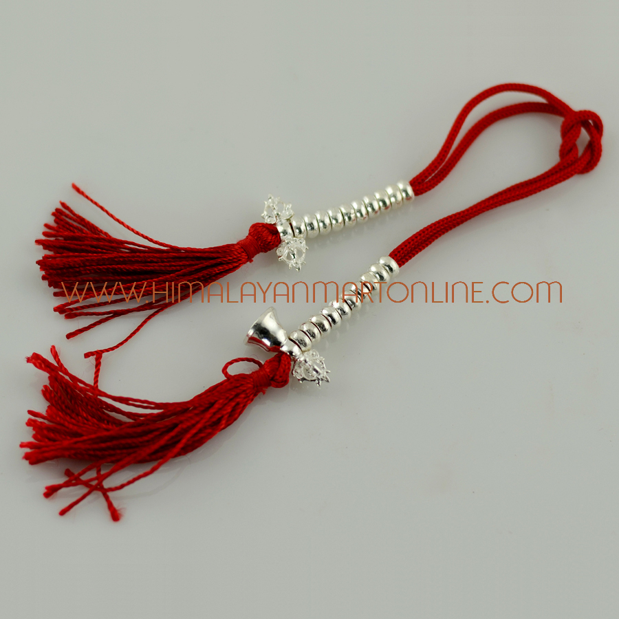 Fine Quality Vajra & Bell Silver Mala Counters Bhum Counters Set