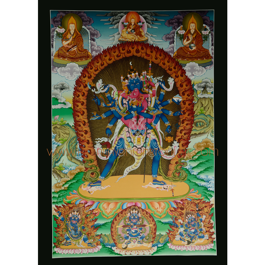 Kalachakra Thangka Religious Painting: Kalachakra deity of Sambara.