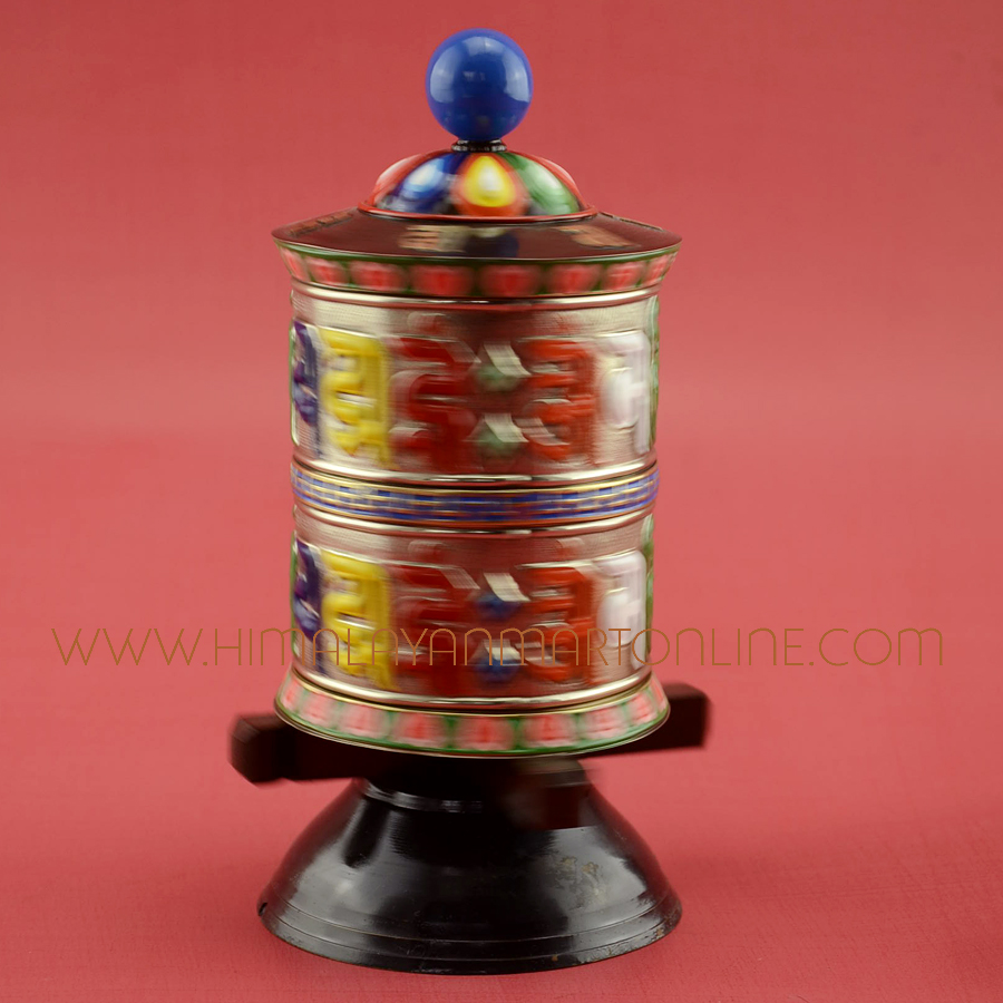 Fine Quality 8” Table Top Mani Buddhist Prayer Wheel from Patan, Nepal