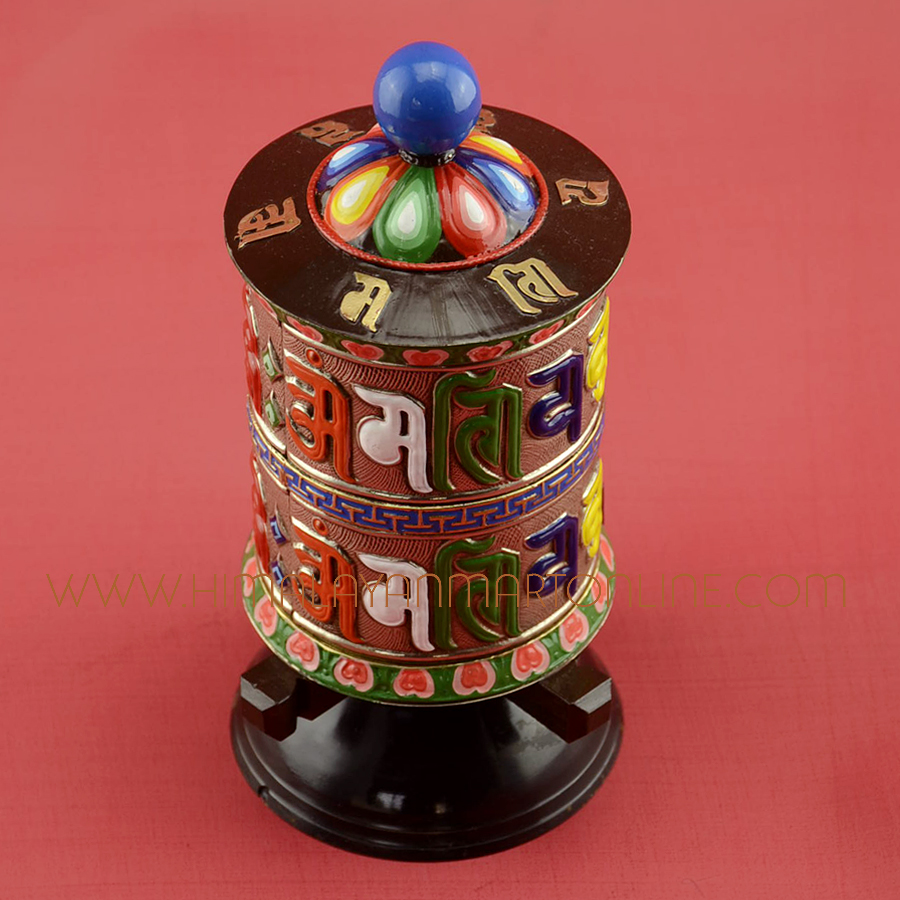 Fine Quality 8” Table Top Mani Buddhist Prayer Wheel from Patan, Nepal