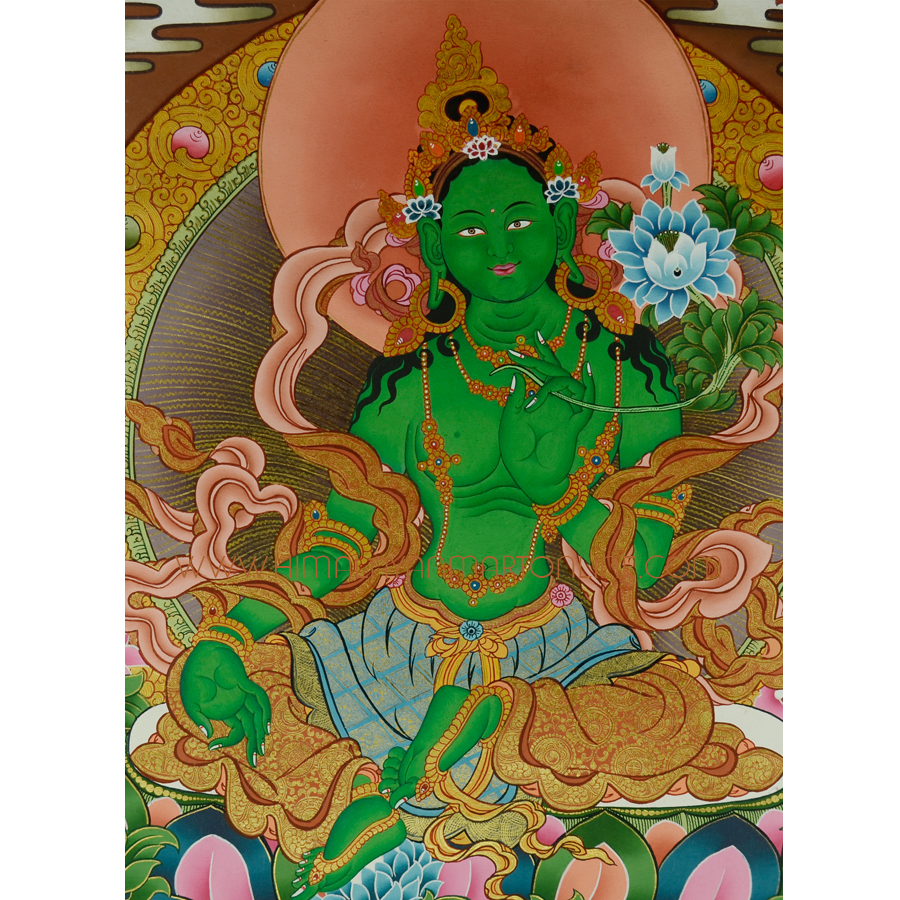 21 Tara Thangka Painting: 21 form of Tara - Green Tara