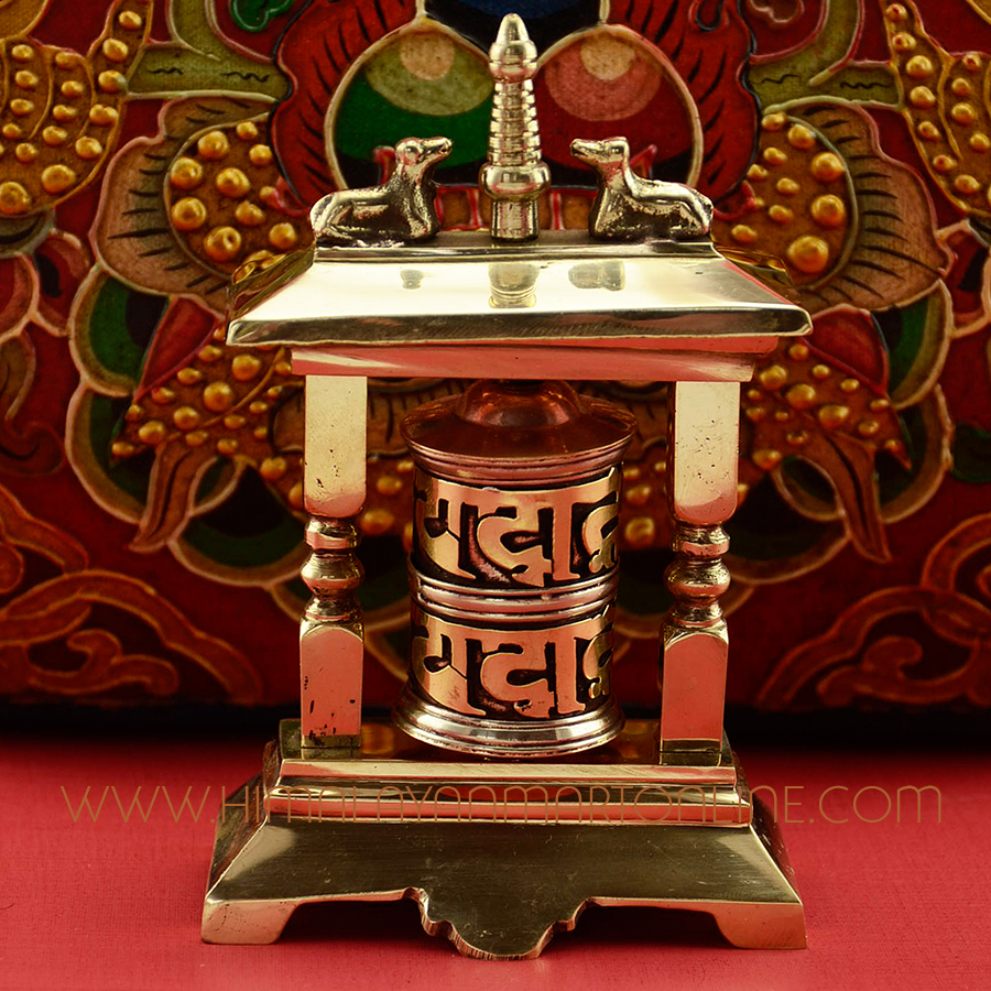 5" Table Top Buddhist Tibetan Mane Prayer Wheel from Patan, Nepal