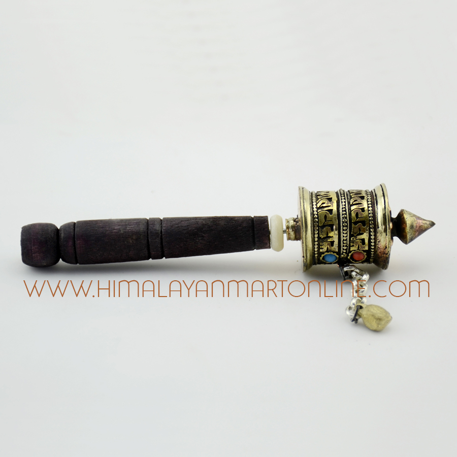 Tibetan Buddhist 5" Hand Held Mani Prayer Wheel - Handmade from Nepal