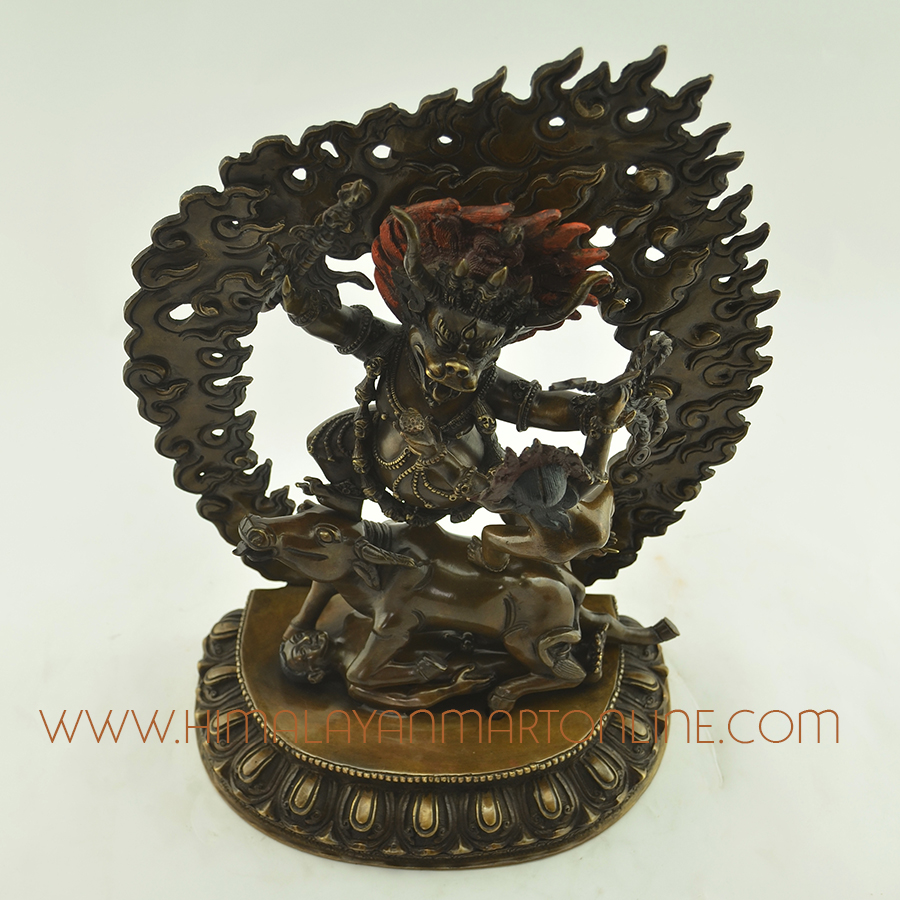 Yama Dharmaraja Copper Statue: Yam Dharmaraj the Lord of Death.