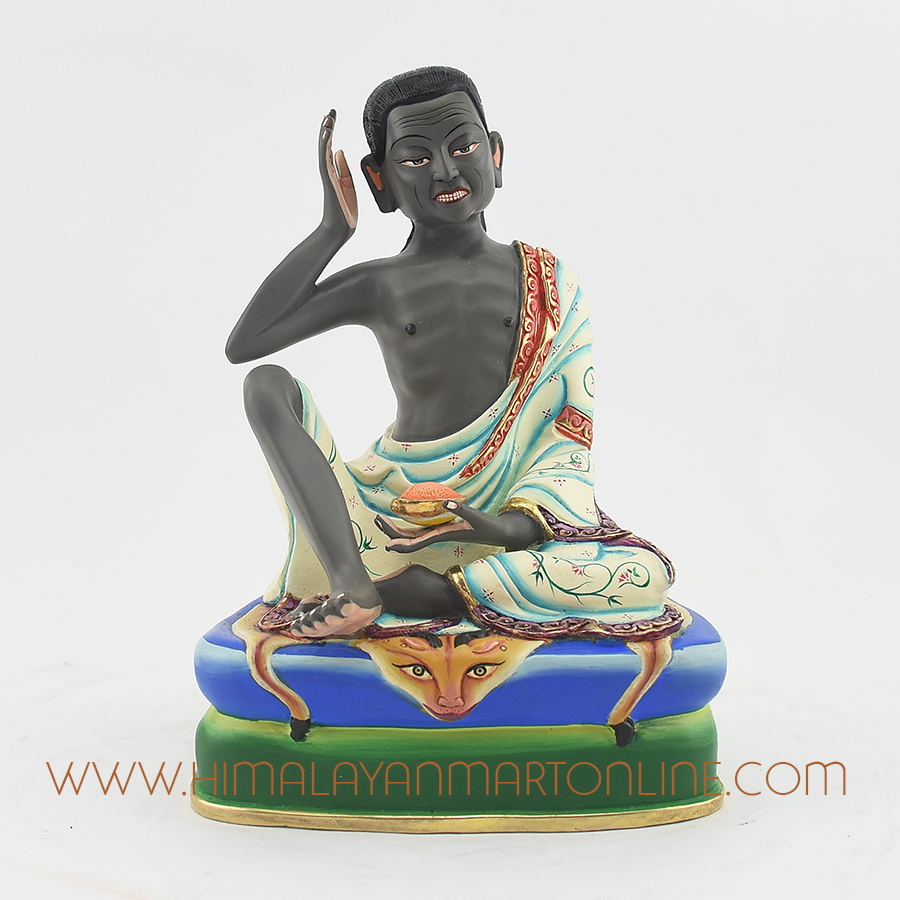Painted Milarepa Copper Statue: Milarepa The Buddhist master of Tibet