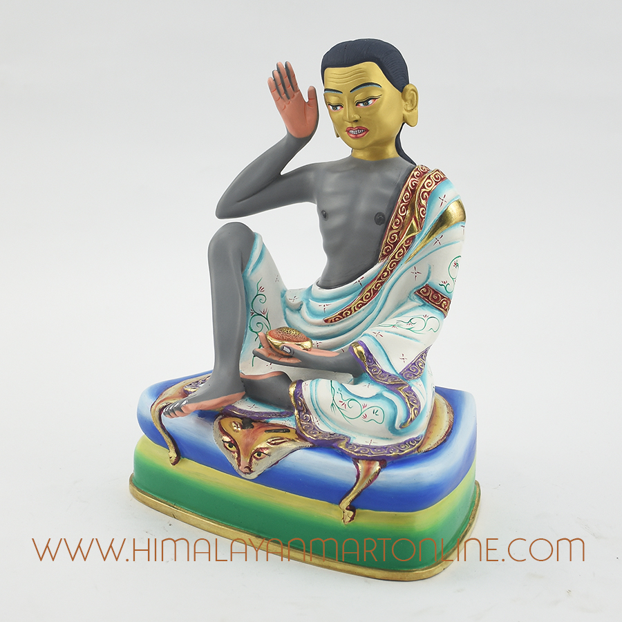 Painted Milarepa Copper Statue: Milarepa The Buddhist master of Tibet