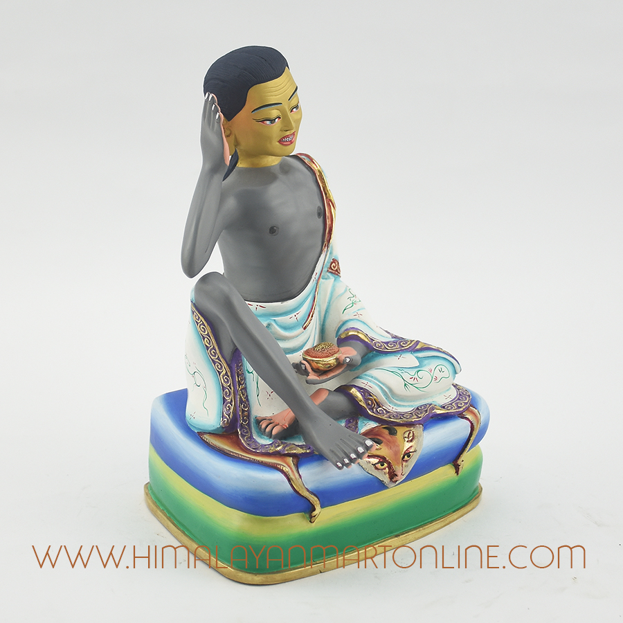 Painted Milarepa Copper Statue: Milarepa The Buddhist master of Tibet