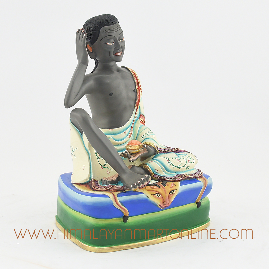 Painted Milarepa Copper Statue: Milarepa The Buddhist master of Tibet