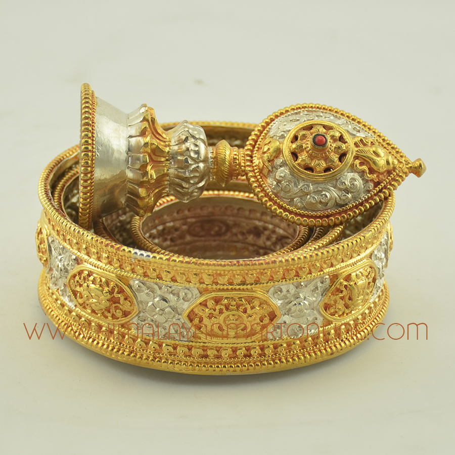 Tibetan Buddhist Copper Mandala Offering Set 4 Diameter Ritual