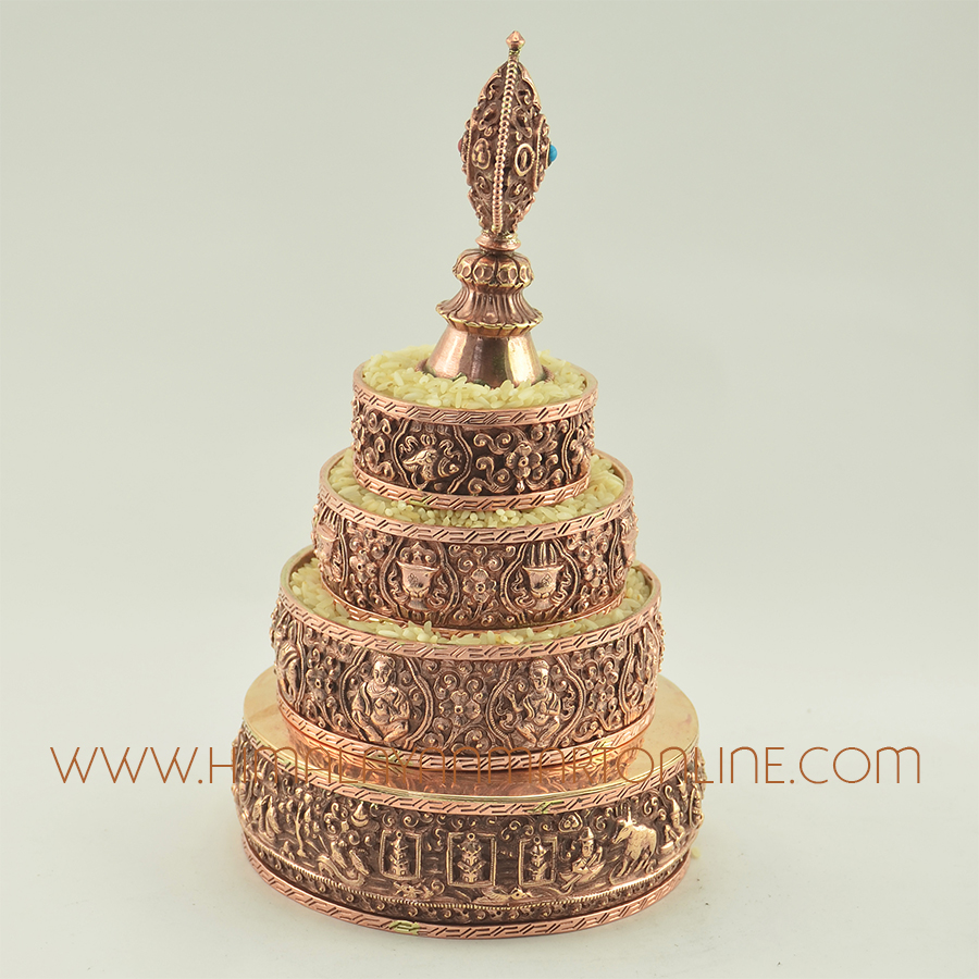 Dharma Object Tibetan Buddhist Copper Offering Mandala Set from Patan ...