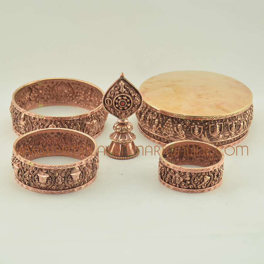 Dharma Object Tibetan Buddhist Copper Offering Mandala Set from Patan ...