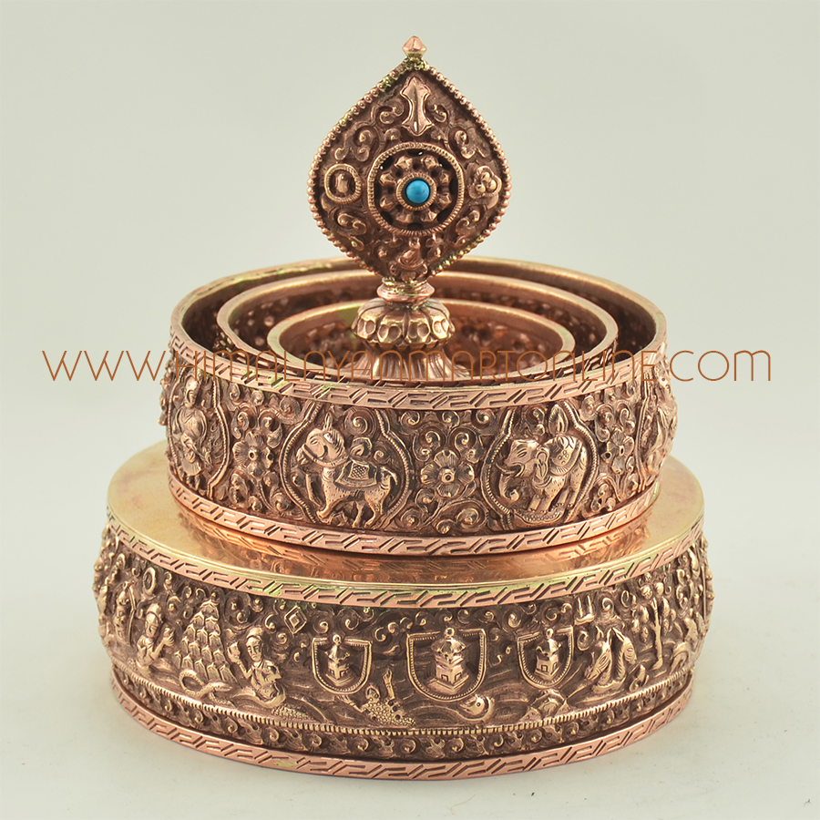 Dharma Object Tibetan Buddhist Copper Offering Mandala Set from Patan ...