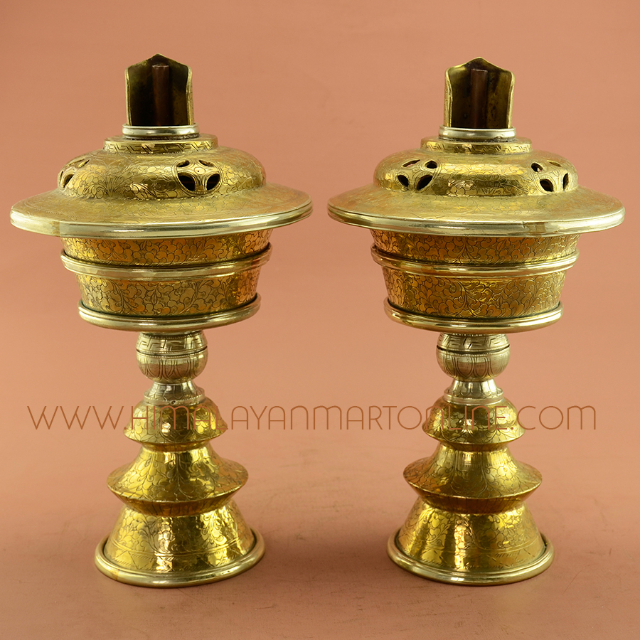 12" Tibetan Buddhism Brass Butter Lamps Set: Buy 12" Tibetan Buddhism ...