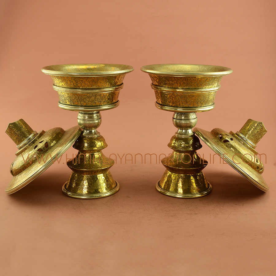 12" Tibetan Buddhism Brass Butter Lamps Set: Buy 12" Tibetan Buddhism ...