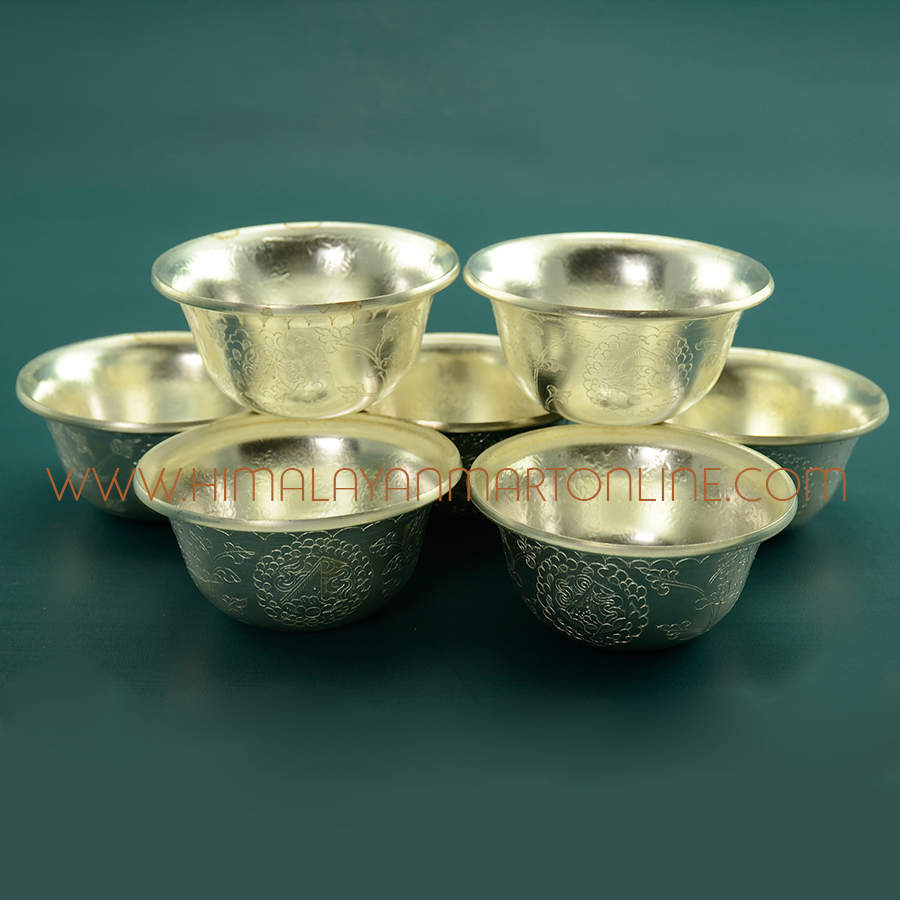 Tibetan Shrine Altar Monastery Ritual Copper Water Offering Bowls Set