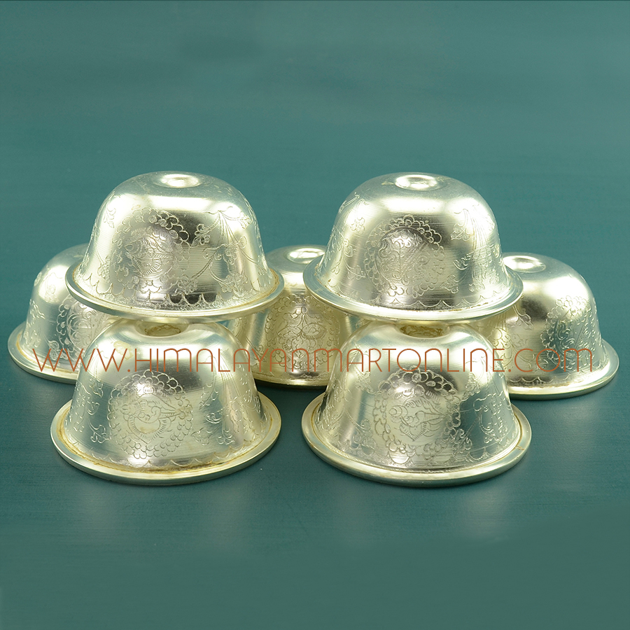 Tibetan Shrine Altar Monastery Ritual Copper Water Offering Bowls Set