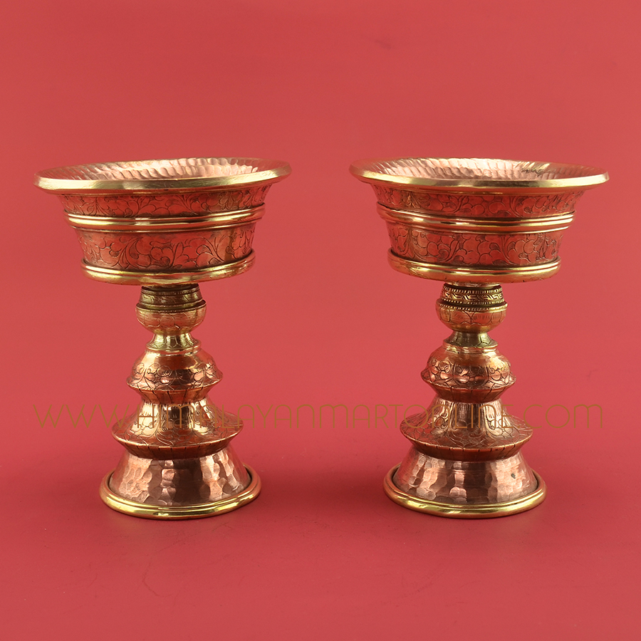 4" Copper Butter Lamps Set: Butter Lamp Light Offerings in Tibetan ...