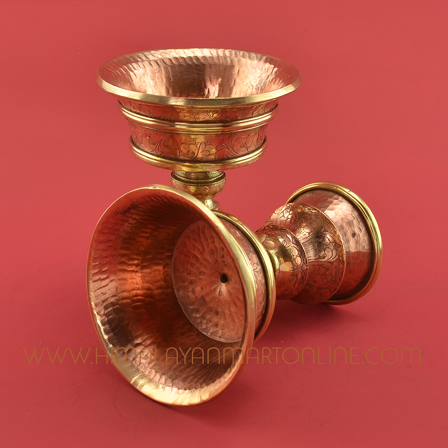 4" Copper Butter Lamps Set: Butter Lamp Light Offerings in Tibetan ...