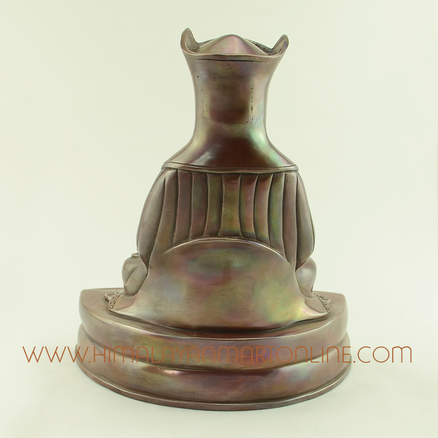 Guru Gampopa Copper Statue in Oxidation Finish made using Lost Wax Method