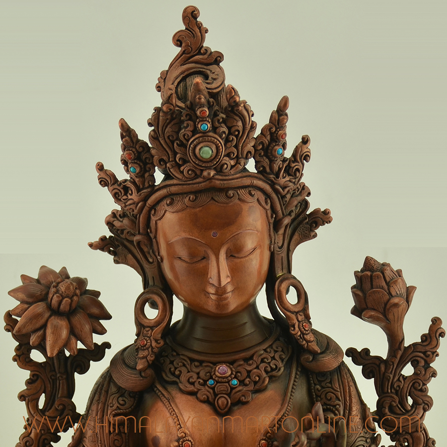 Fine Quality Hand Carved 16.5” Green Tara Drolma Copper Statue ...