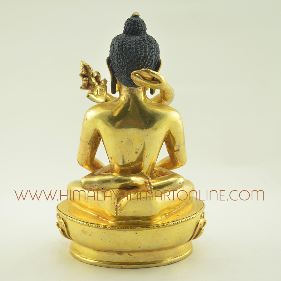 Gold Gilded 8.25" Buddha Samantabhadra Bodhisattva Copper Statue from Patan