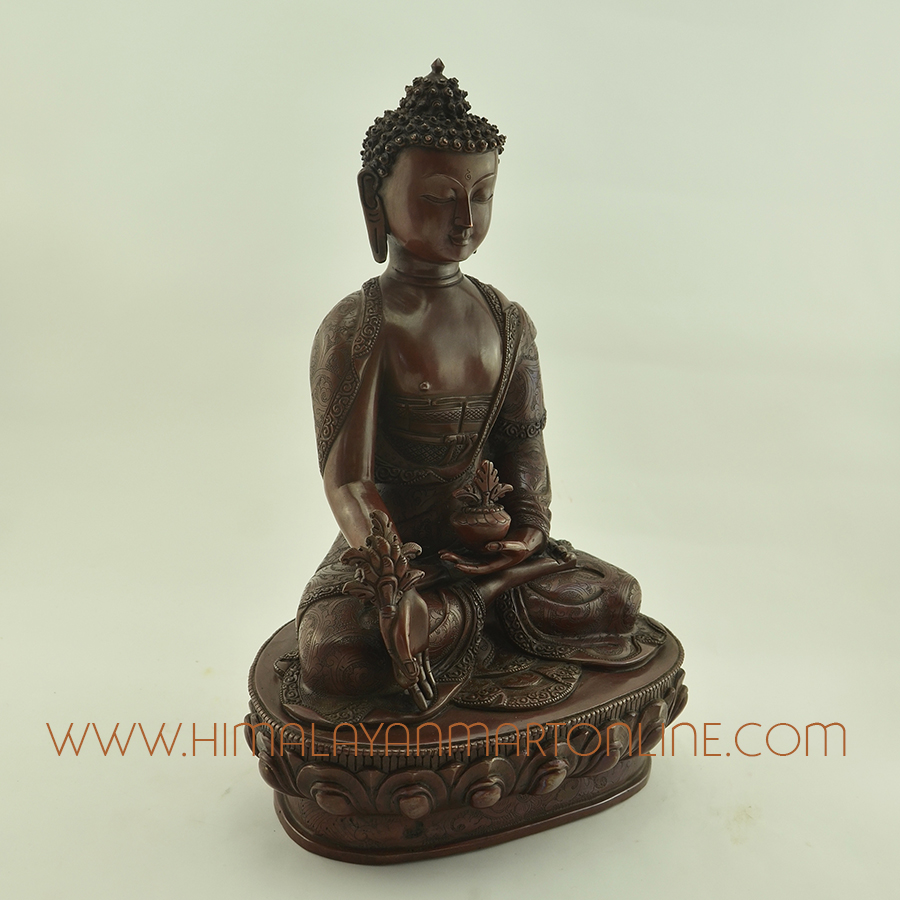 Hand Carved Medicine Buddha / Sangye Menla Copper Statue from Patan, Nepal