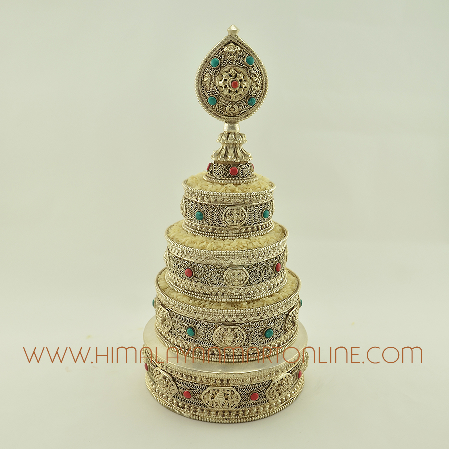 Mandala Offering Set Copper Silver Plated - Tibetan Buddhist Ritual Items