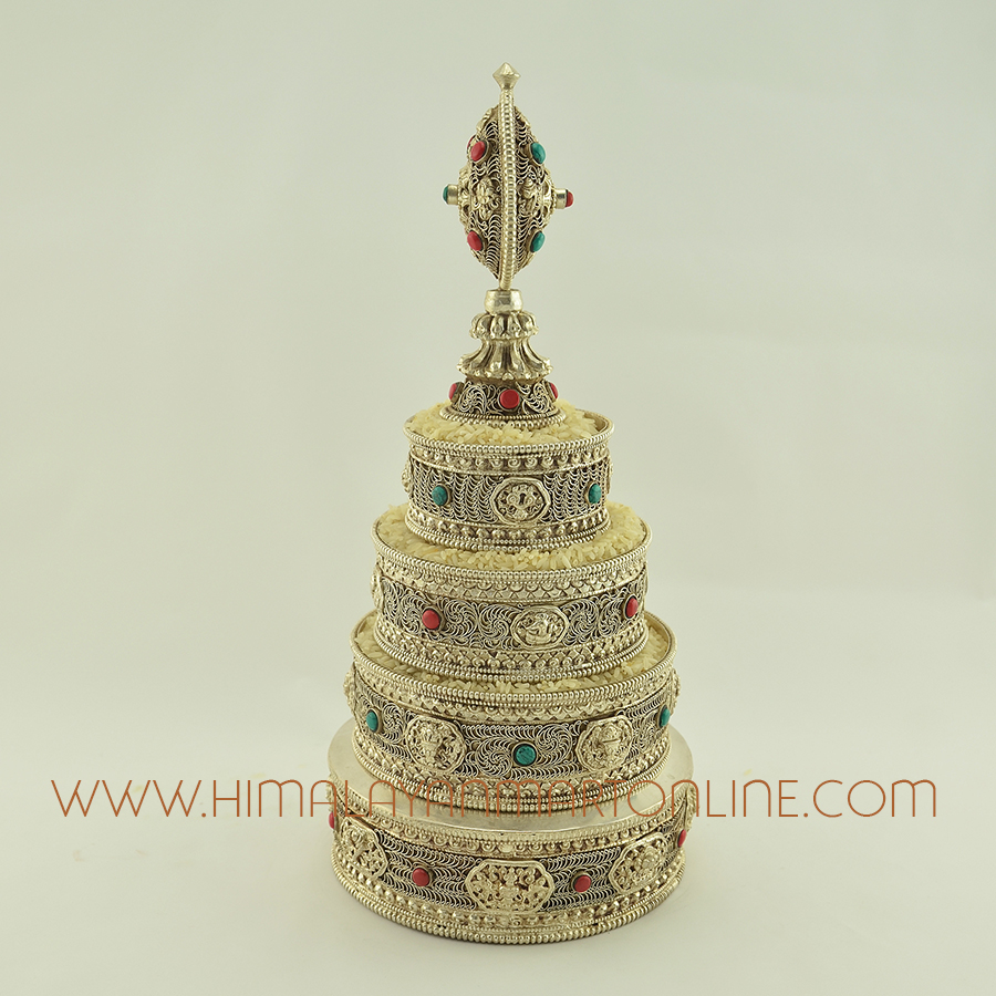 Mandala Offering Set Copper Silver Plated - Tibetan Buddhist Ritual Items