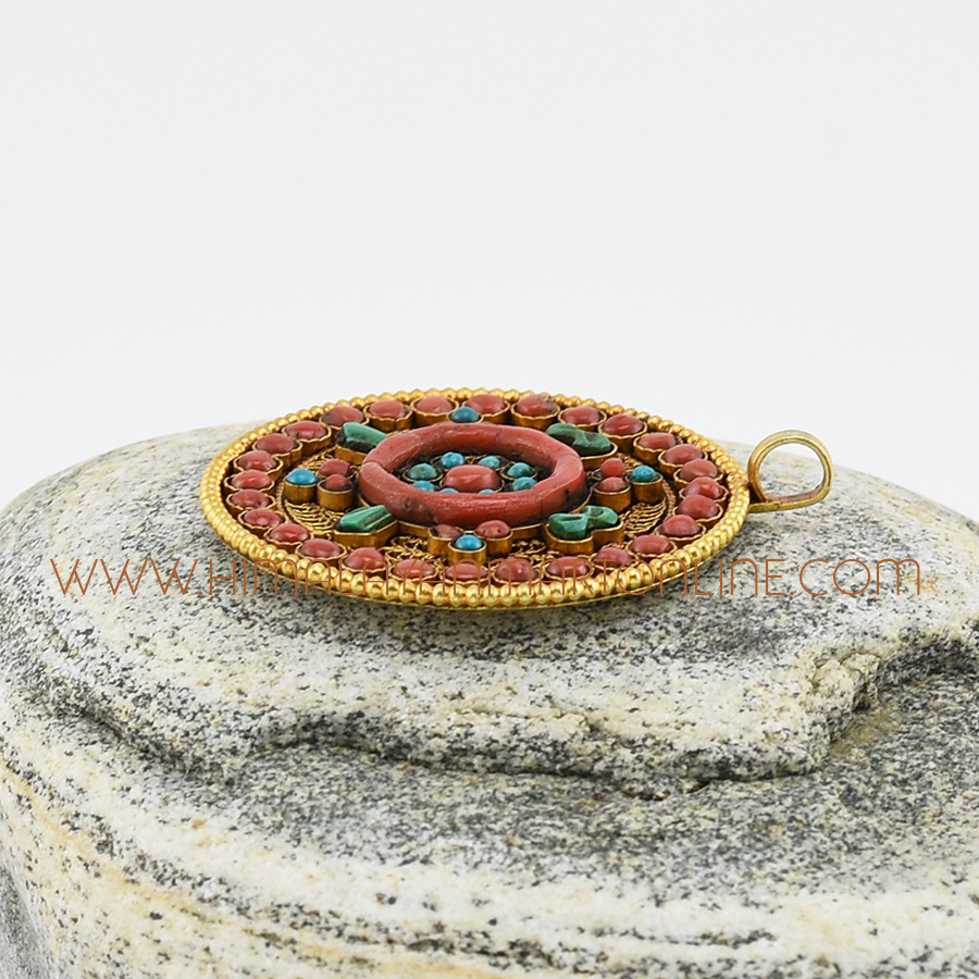 Dharma Wheel Silver Pendant / Ghau are used as jewelry or personal ...