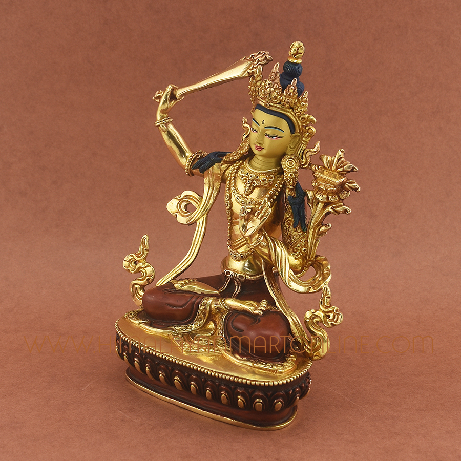 Gold Inlaid Manjushri Statue: Manjushri – The Bodhisattva of Wisdom